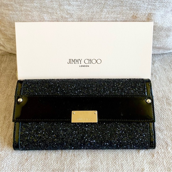 Jimmy Choo | Bags | Rarely Used Jimmy Choo Black Wallet With Gold ...